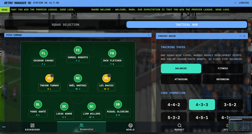 Retro Manager – Try Free in Your Browser | Football Manager Demo
