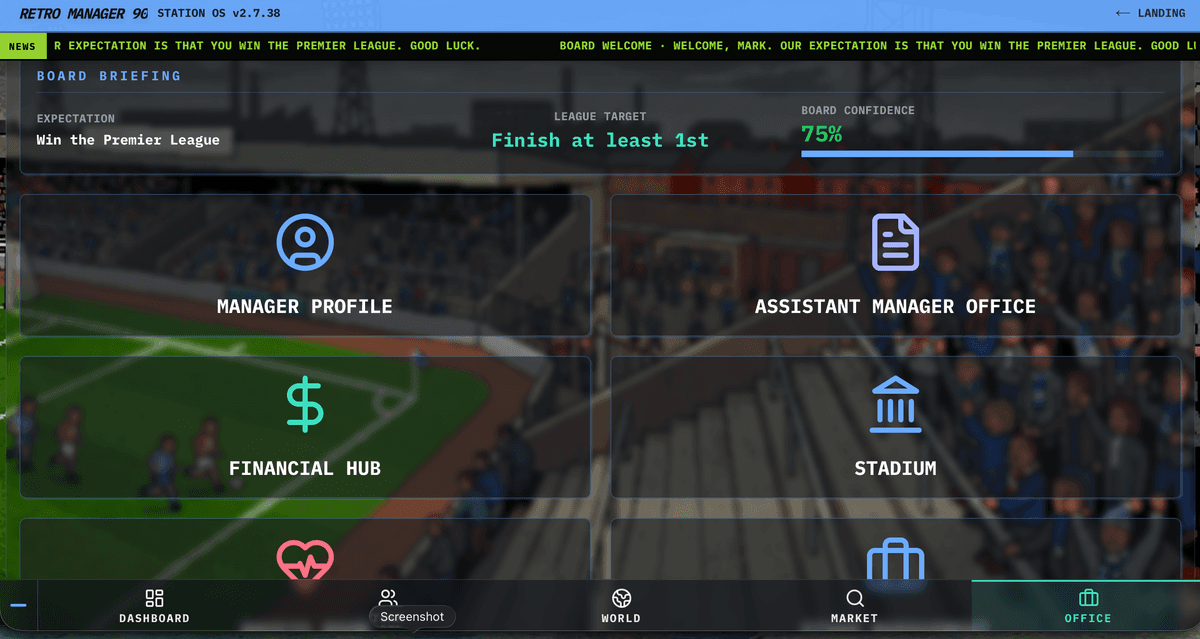 Retro Manager – Try Free in Your Browser | Football Manager Demo